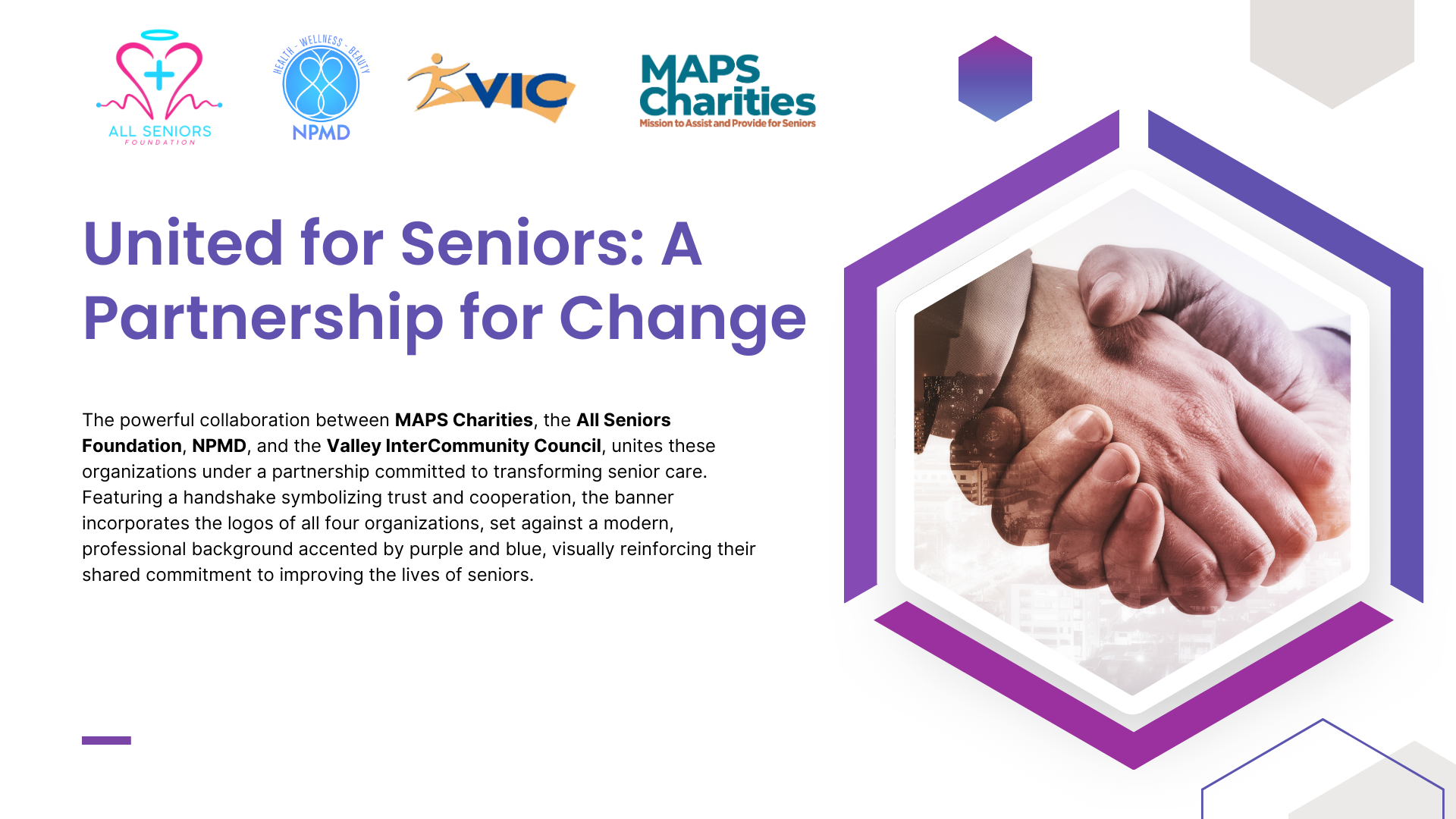 All Seniors Foundation Unites with MAPS Charities, VIC, and NPMD